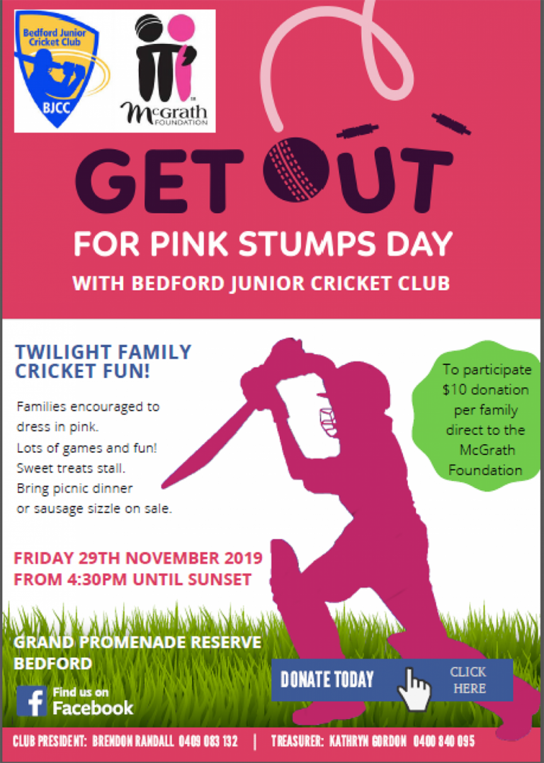 Pink Stumps Day - Bedford Junior Cricket Club : Bedford Junior Cricket Club